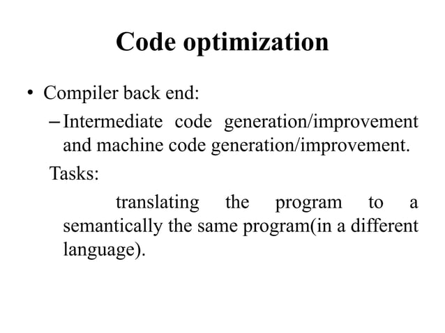 Principal Sources Of Optimization In Compiler Design Pptx