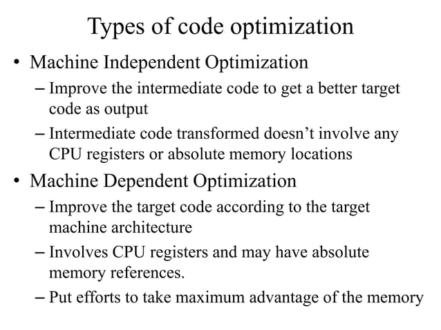 Principal Sources Of Optimization In Compiler Design Ppt