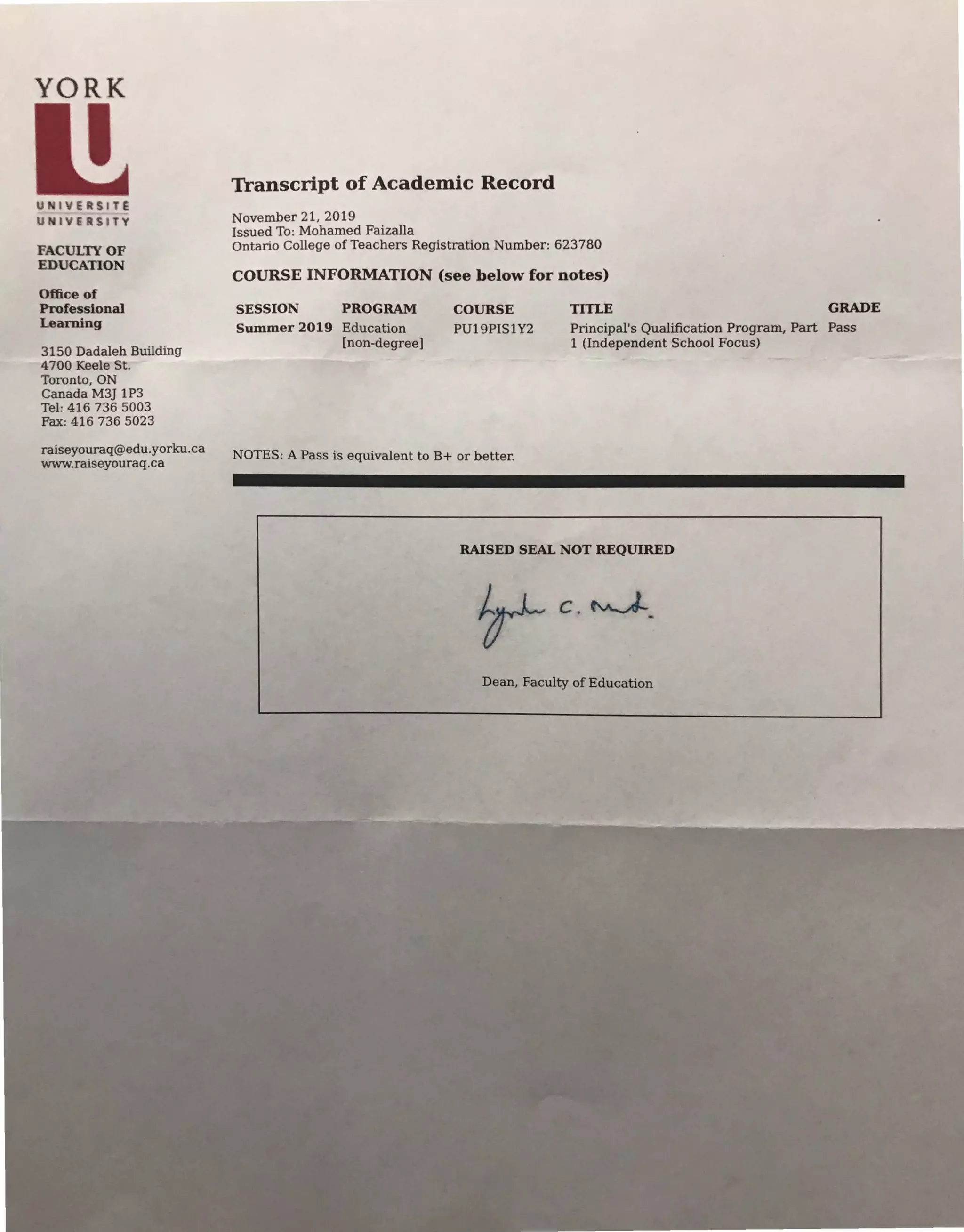 Principal's qualifications program p1 independent school focus ...