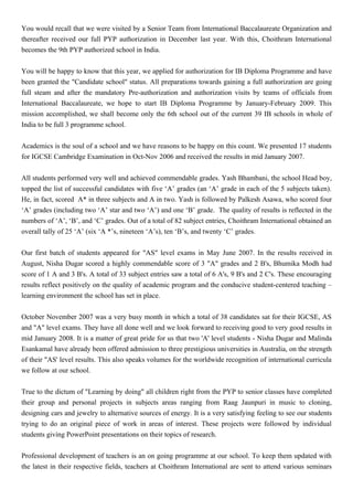 Principal's speech for annual day 2007 | DOC