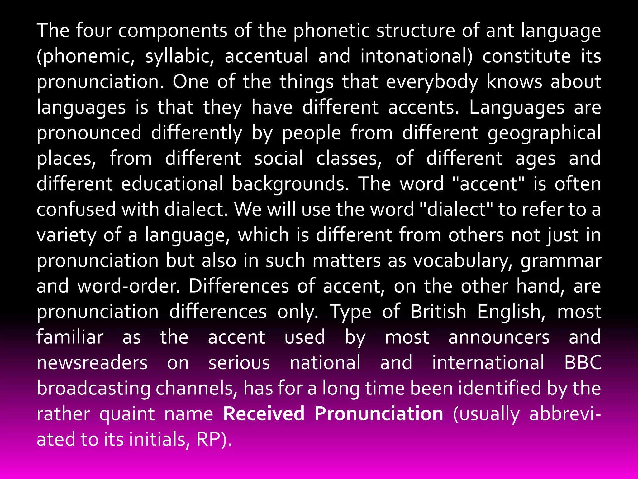 Principal types of english pronunciation | PPTX