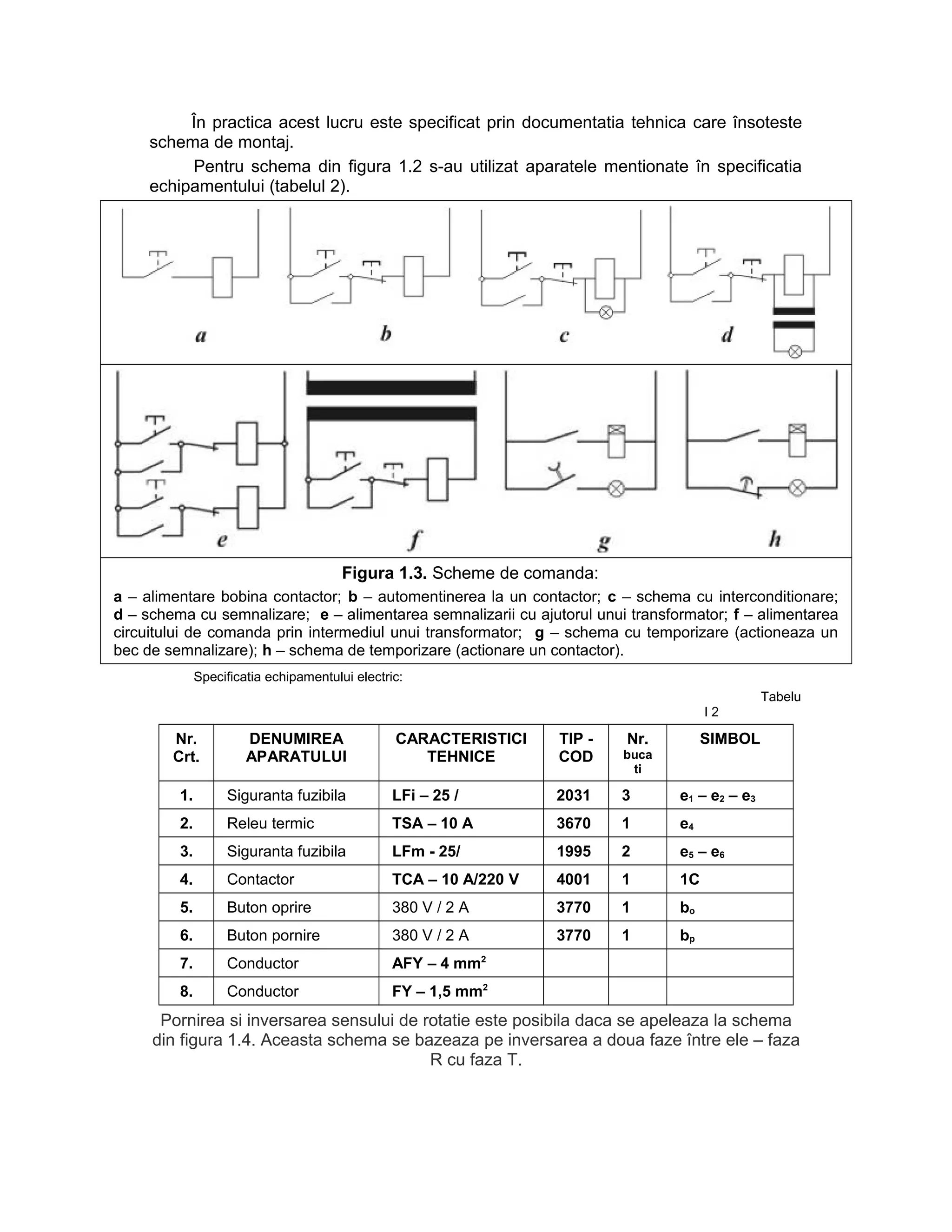 Principii de alcătuire a schemelor de comandă a acţionărilor electrice ...