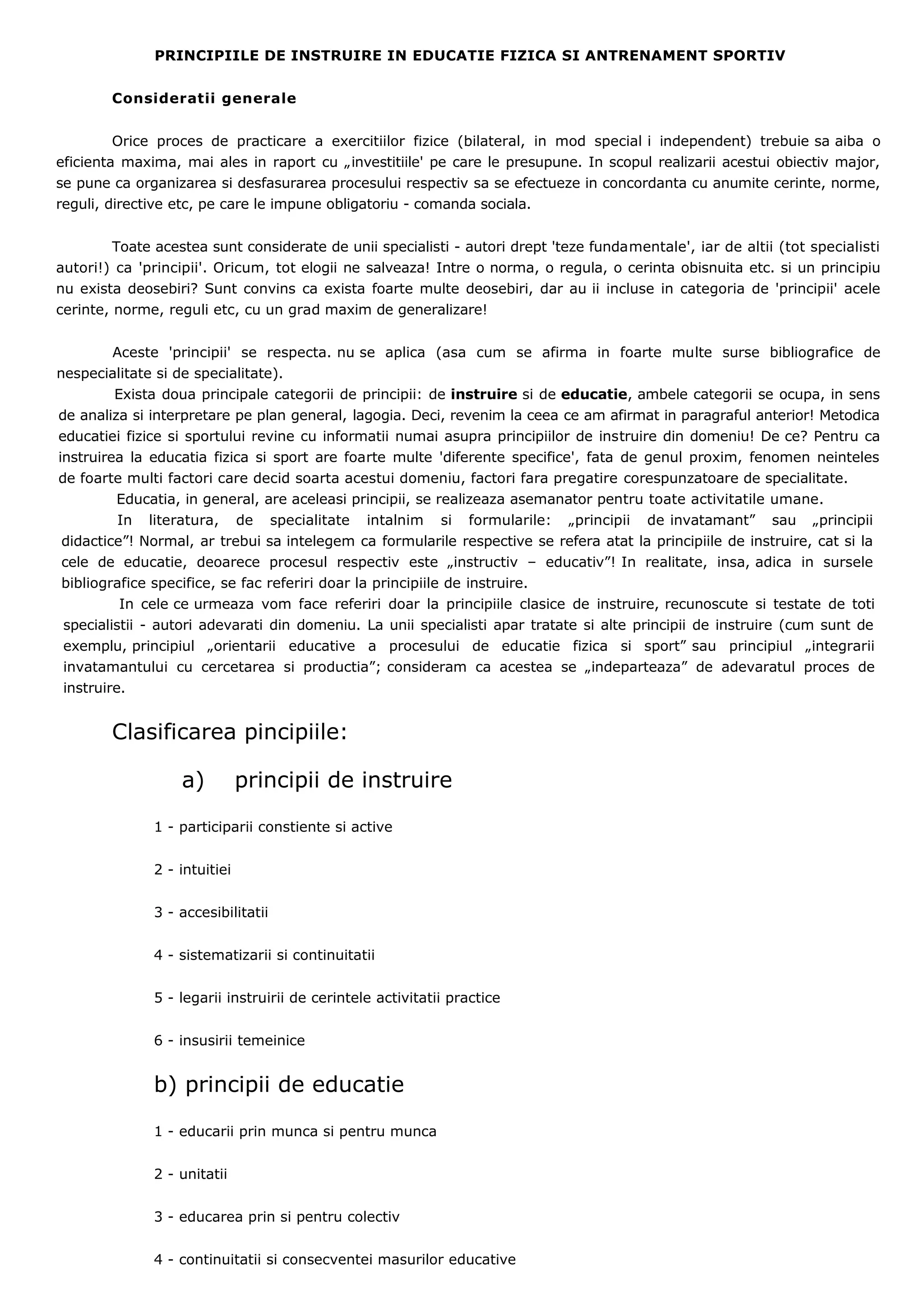 Principiile de instruire in | DOC