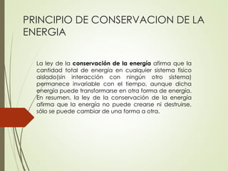 Principio de conservacion de la energia | PPTX