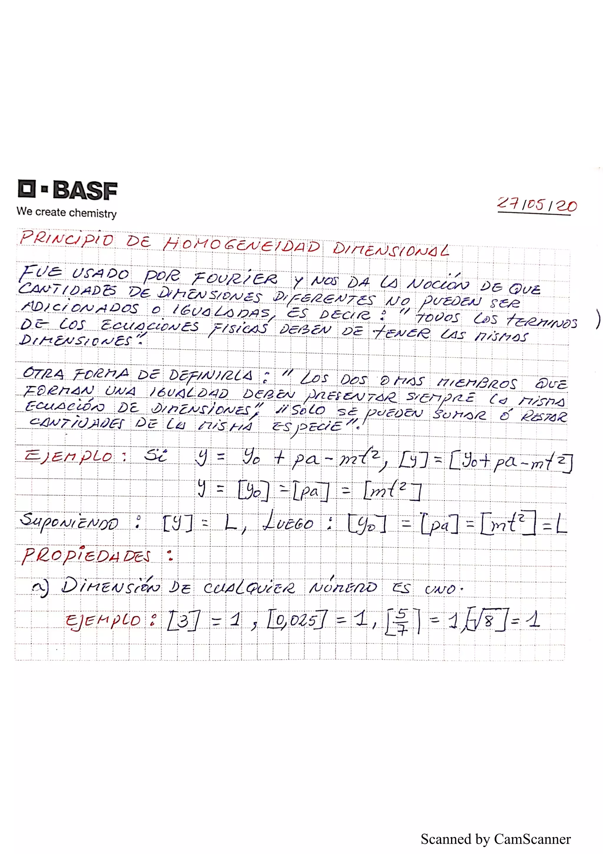 Principio de homogeneidad dimensional | PDF