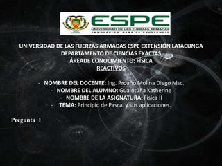 Principio de Pascal y sus aplicaciones | PPTX