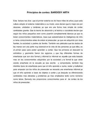 Principios de conteo baroody | DOCX