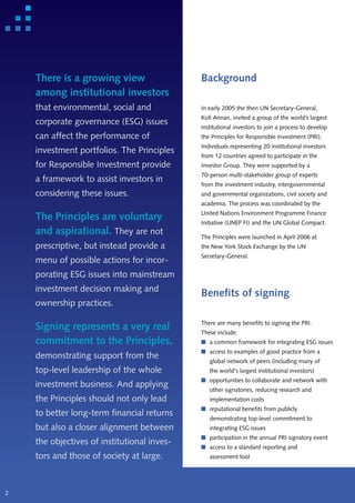 Principios de inversion sostenible unep | PDF
