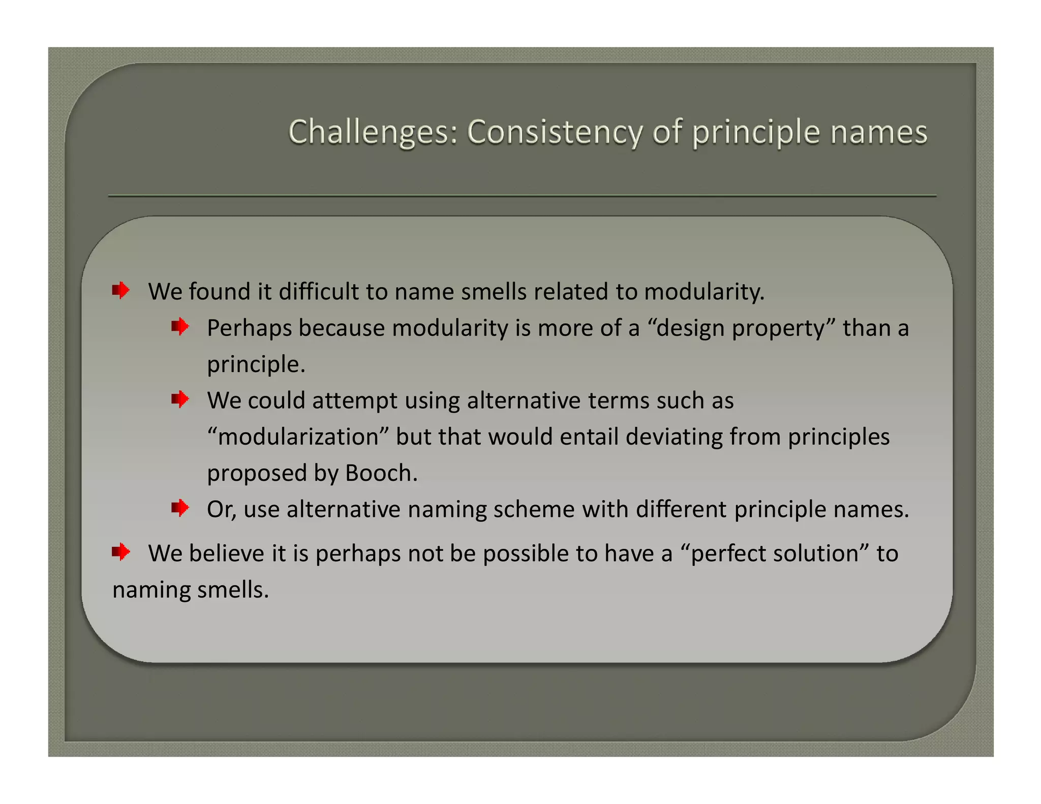 Principle Based Classification Of Design Smells Ppt
