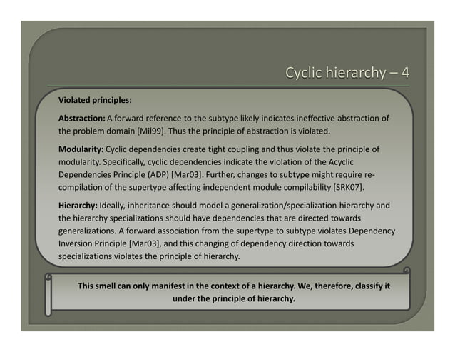 Principle Based Classification Of Design Smells Ppt