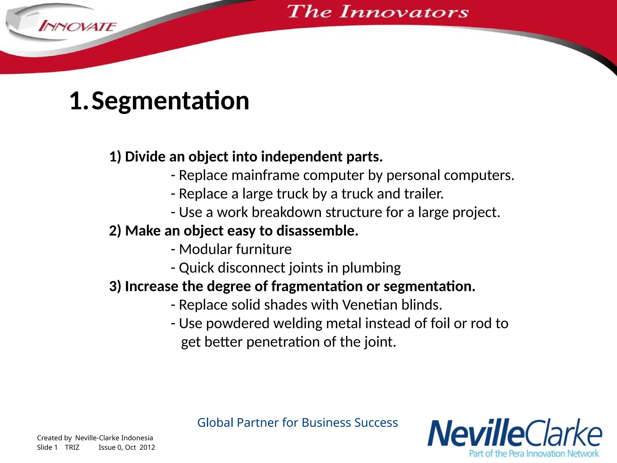 Introduction Principle of TRIZ number 1 - 5 for Process Innovation | PPTX