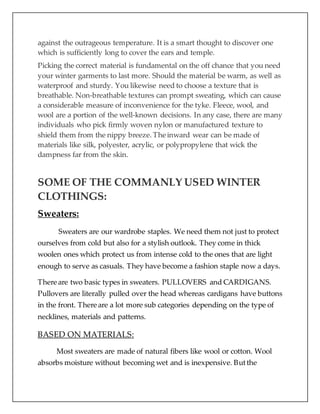 Winter clothing | DOCX
