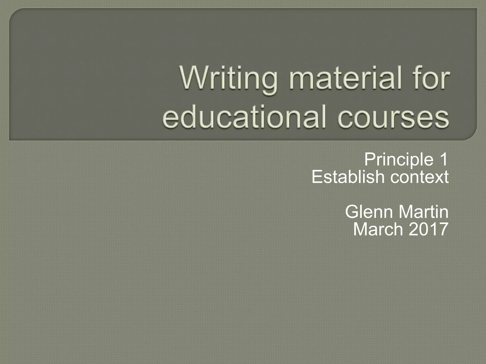 Principle 1 establish context | PPTX