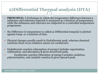 Principle and application of dsc,dta,ftir and x ray diffraction | PPTX
