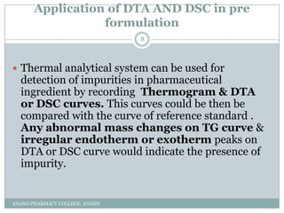 Principle and application of dsc,dta,ftir and x ray diffraction | PPTX