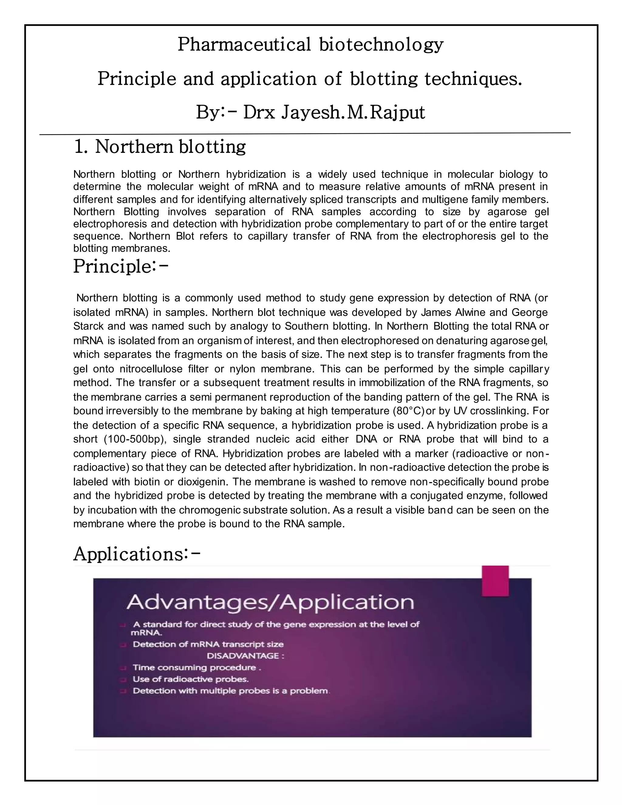 Principle and applications of blotting techniques | PDF Principle and applications of blotting techniques | PDF