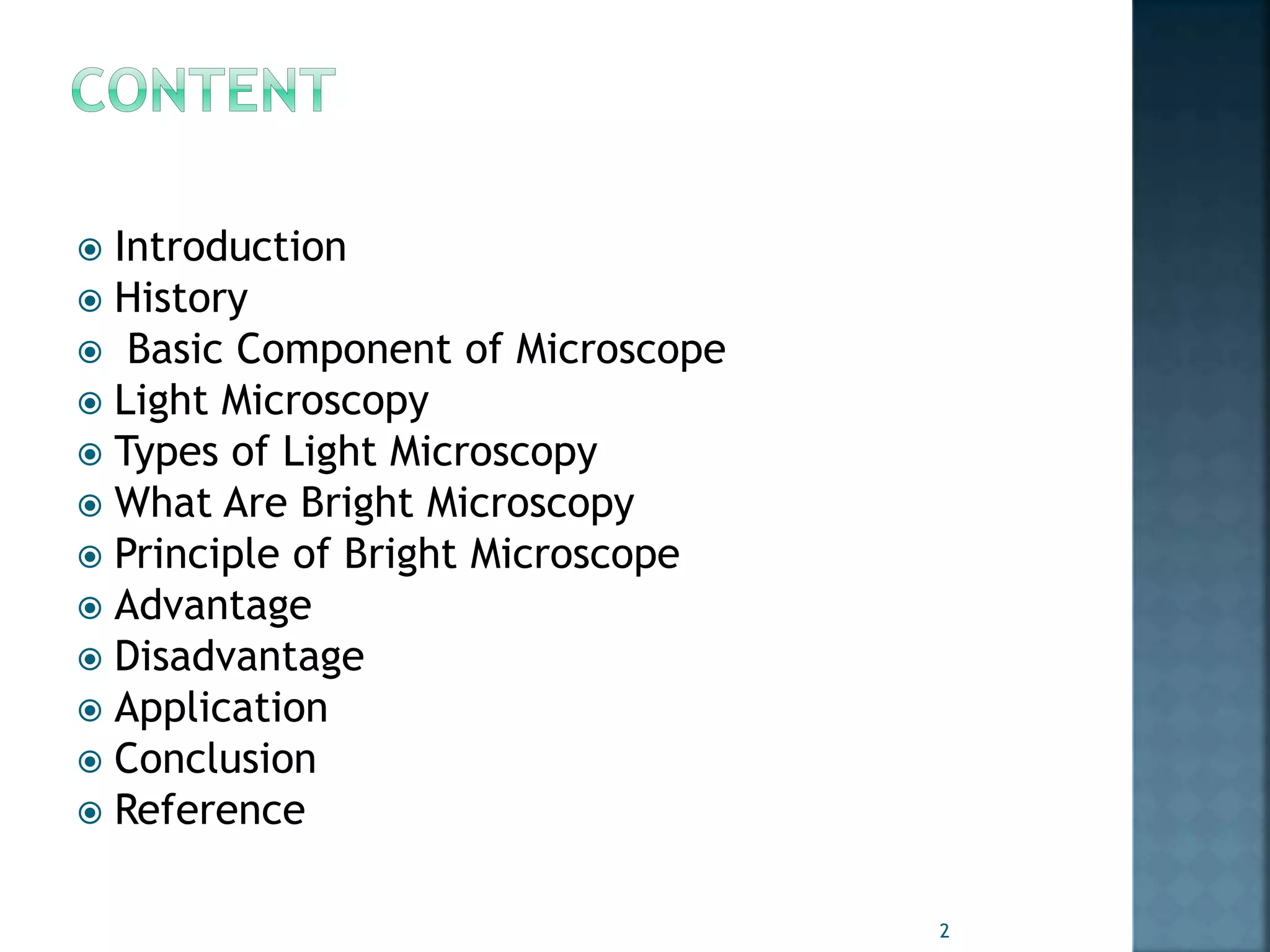 Bright field microscopy, Principle and applications | PPTX