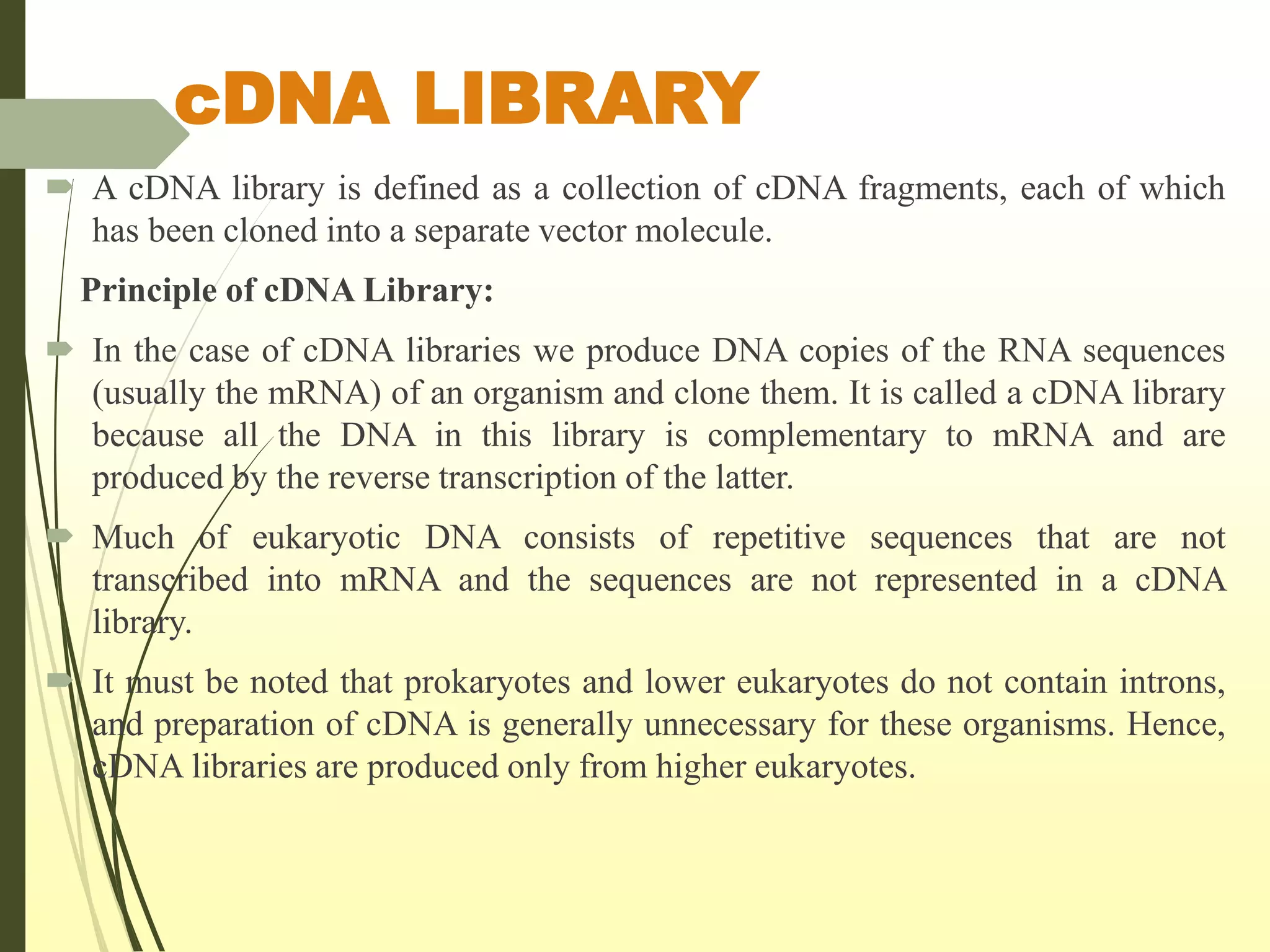 Principle and procedure for making Genomic library and cDNA library.pptx