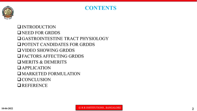 Principle & concept of GRDDS.pptx | Digestive Disorders | Diseases and ...