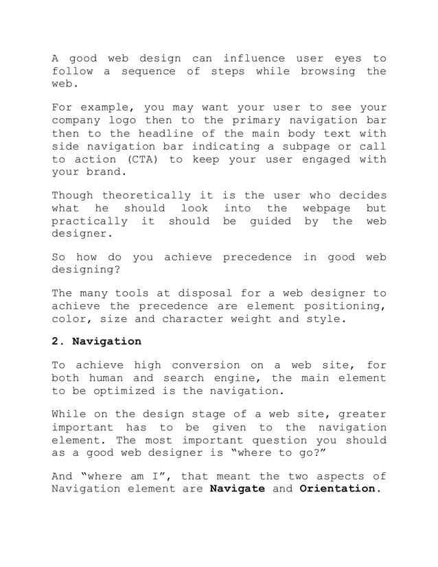 Principle of a good web design | PDF