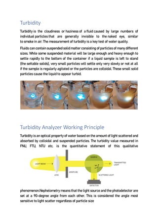 Principles of Turbidity measurement, Electrical conductivity ...