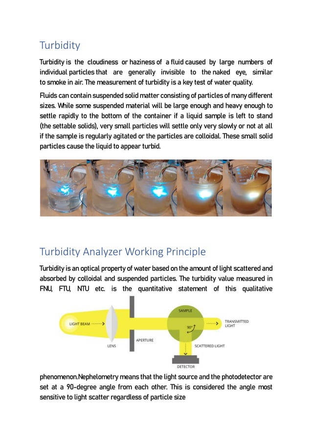 Principles of Turbidity measurement, Electrical conductivity ...