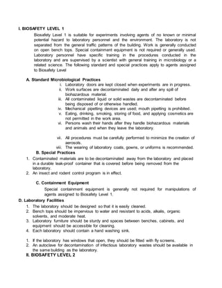 biosafety levels | DOCX