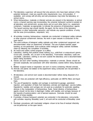 biosafety levels | DOCX