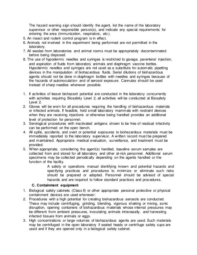 biosafety levels 1, 2, 3 and 4