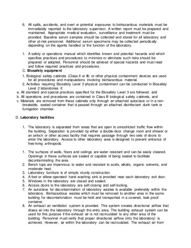 biosafety levels 1, 2, 3 and 4