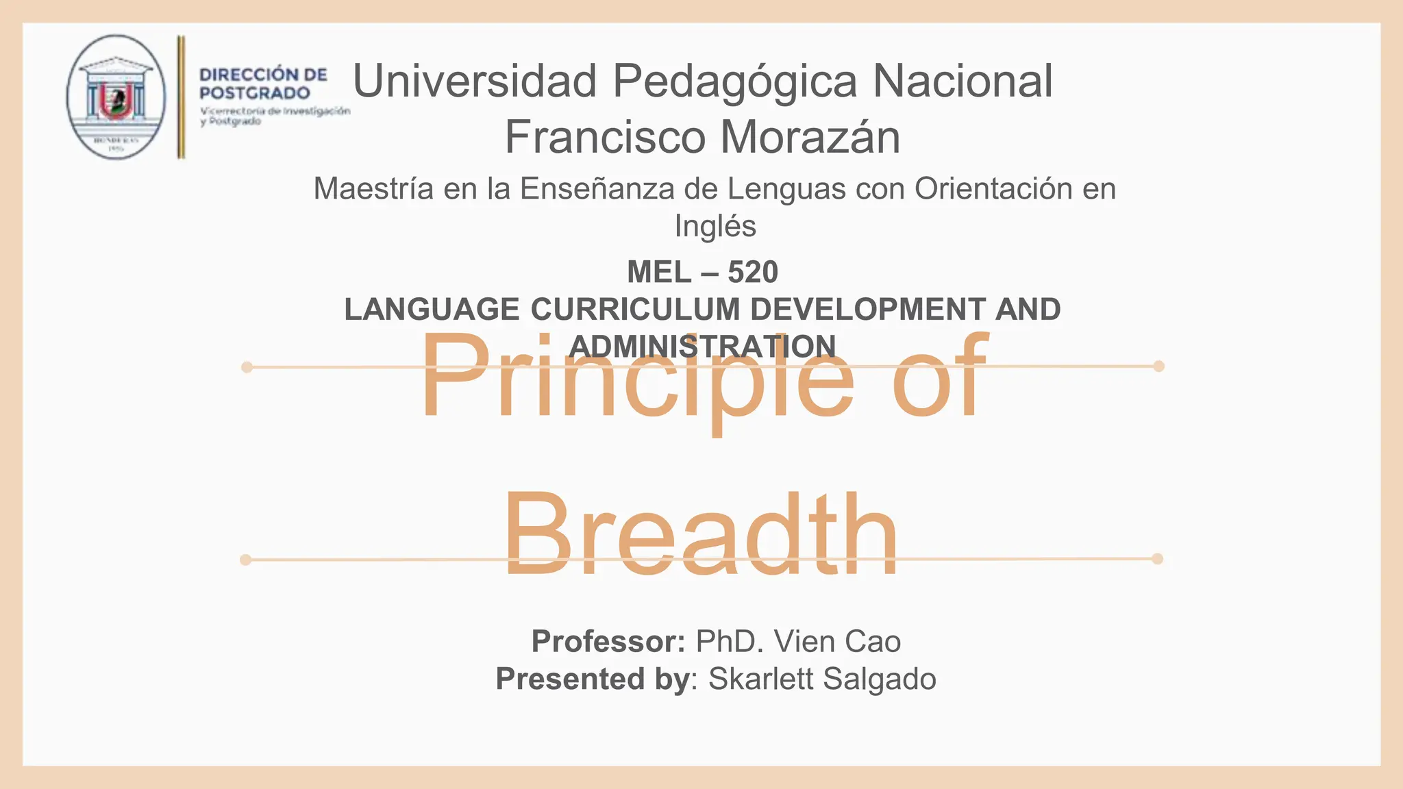 Principle of Breadth. Presentation for module | PPTX