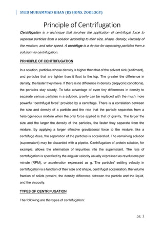 Principle of Centrifugation | PDF