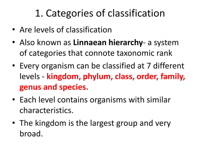 Principle of classification of living things | PPTX | Biological ...