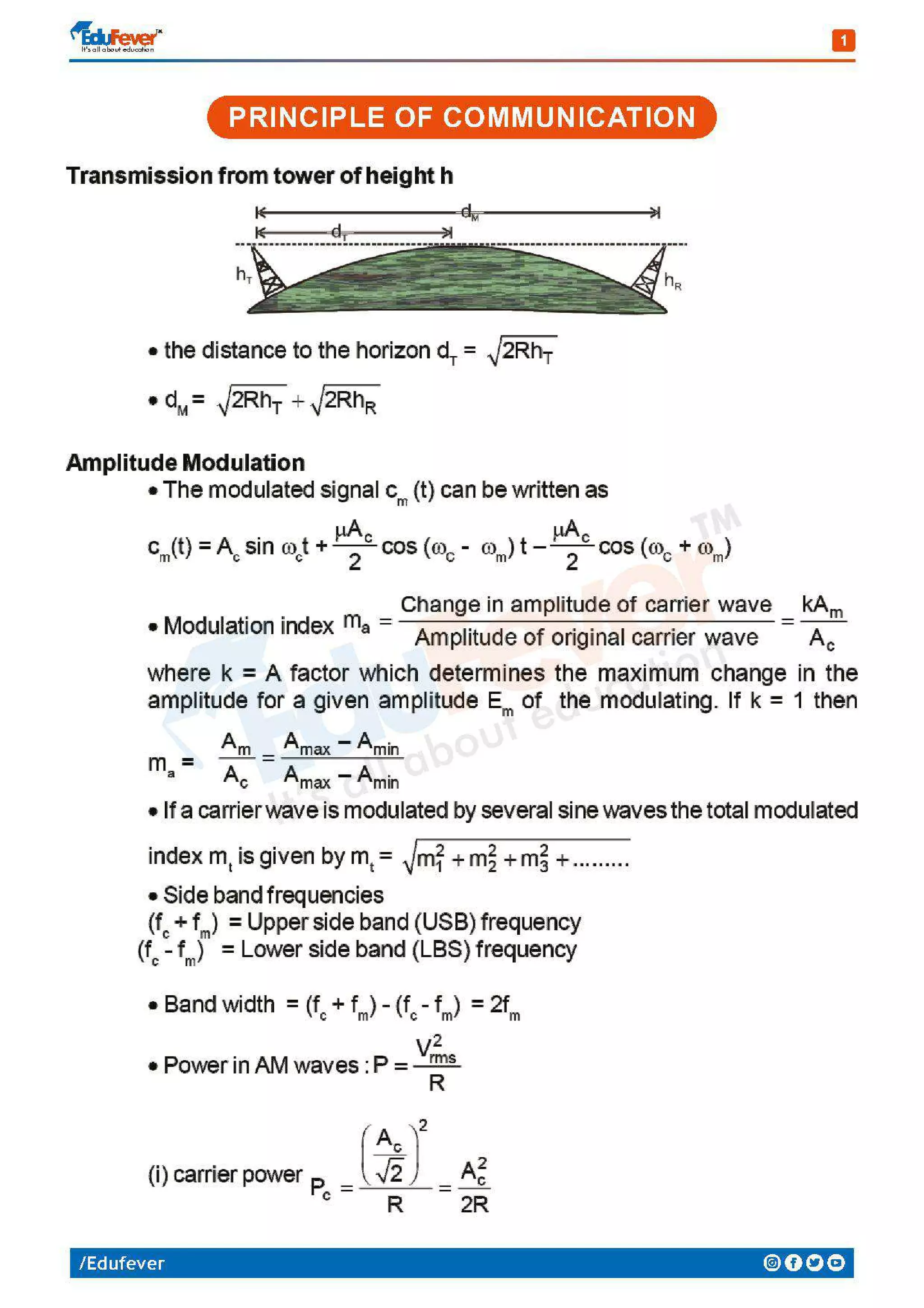 Principle of Communication - Physics Revision Notes | PDF