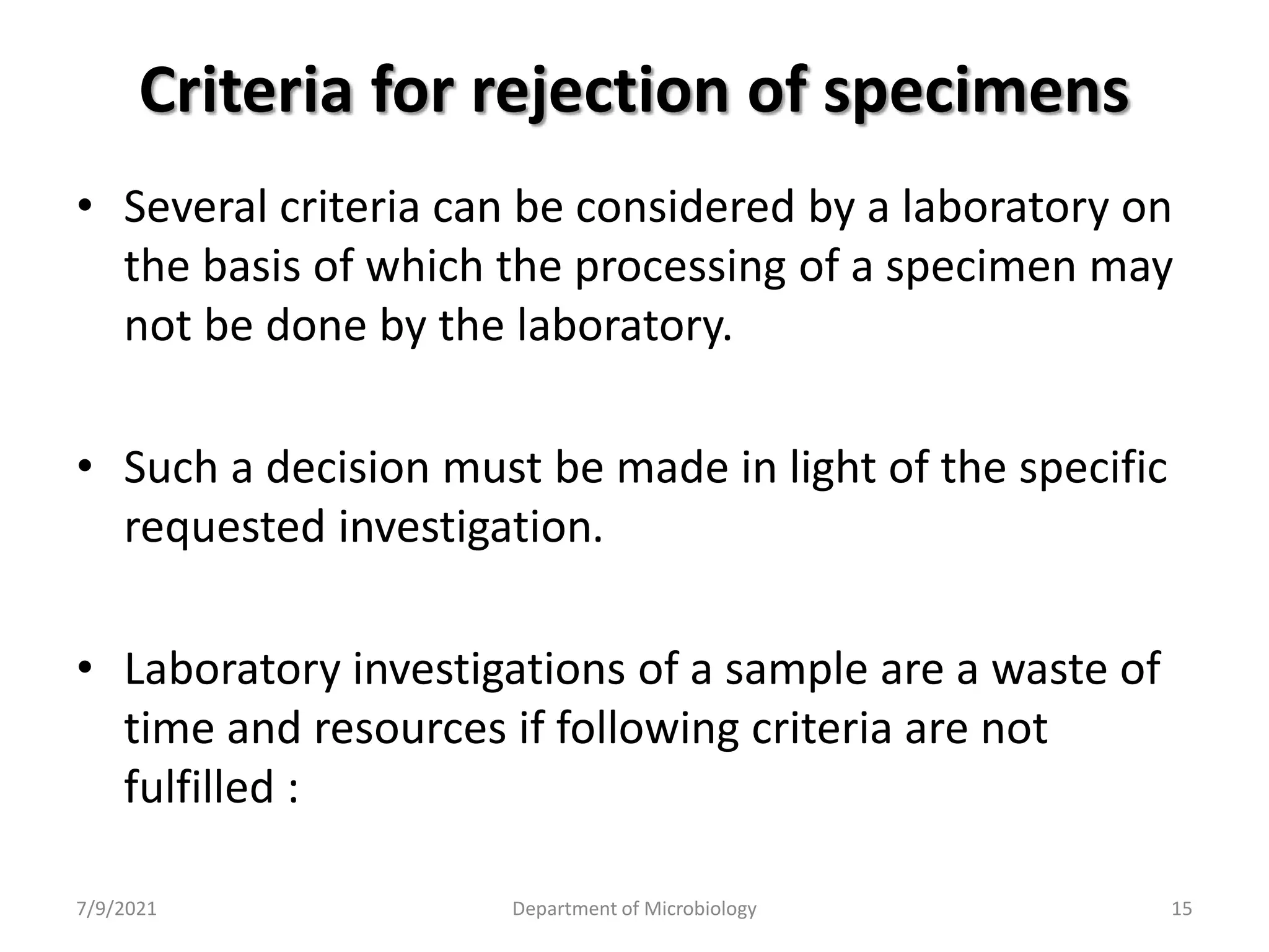 Principle of diagnostic methods collection storage and transport of ...
