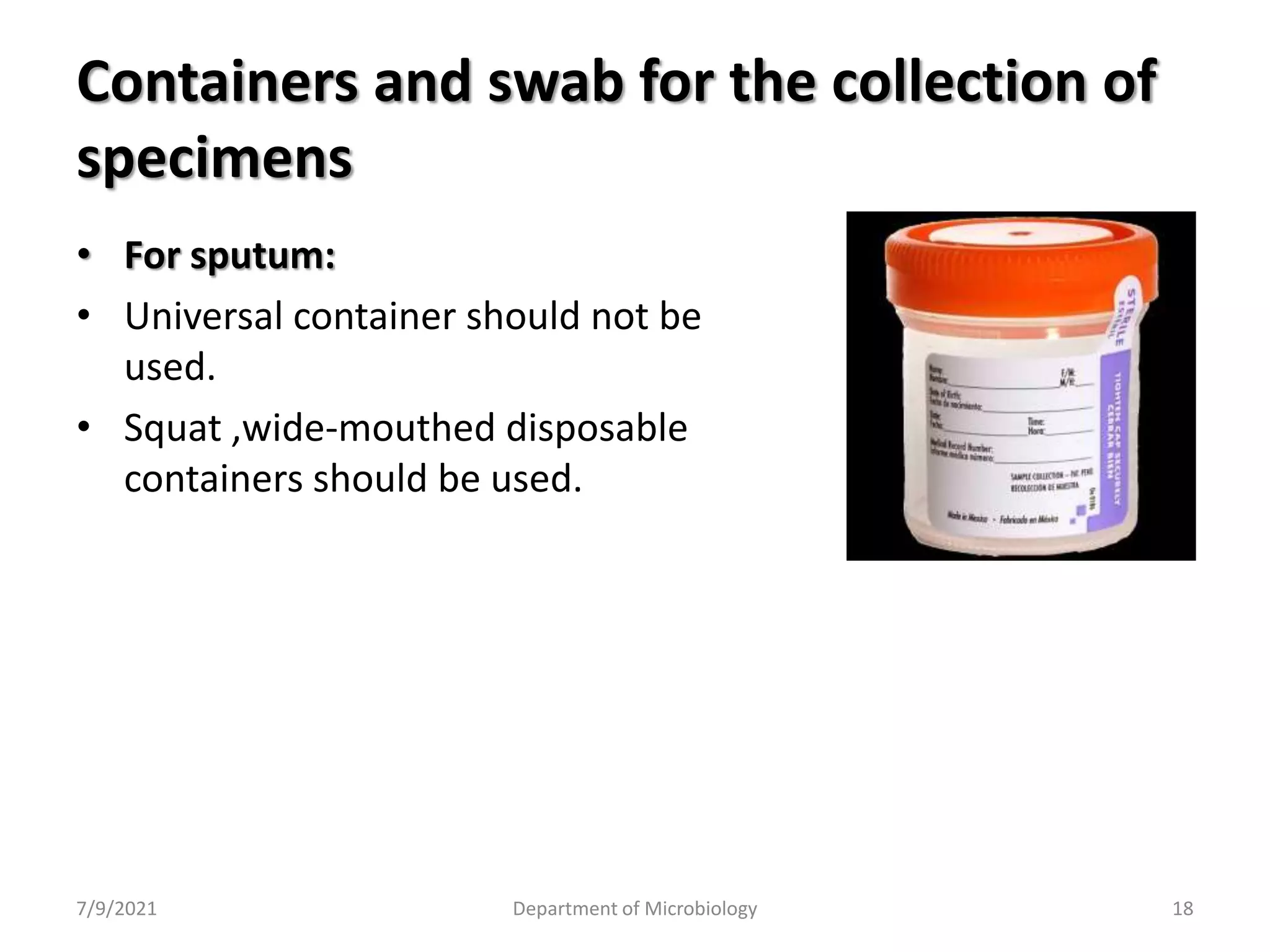 Principle of diagnostic methods collection storage and transport of ...