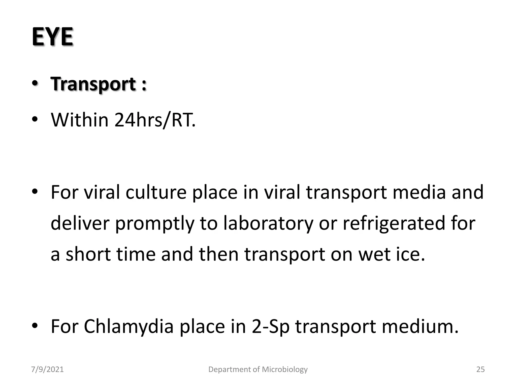 Principle of diagnostic methods collection storage and transport of ...