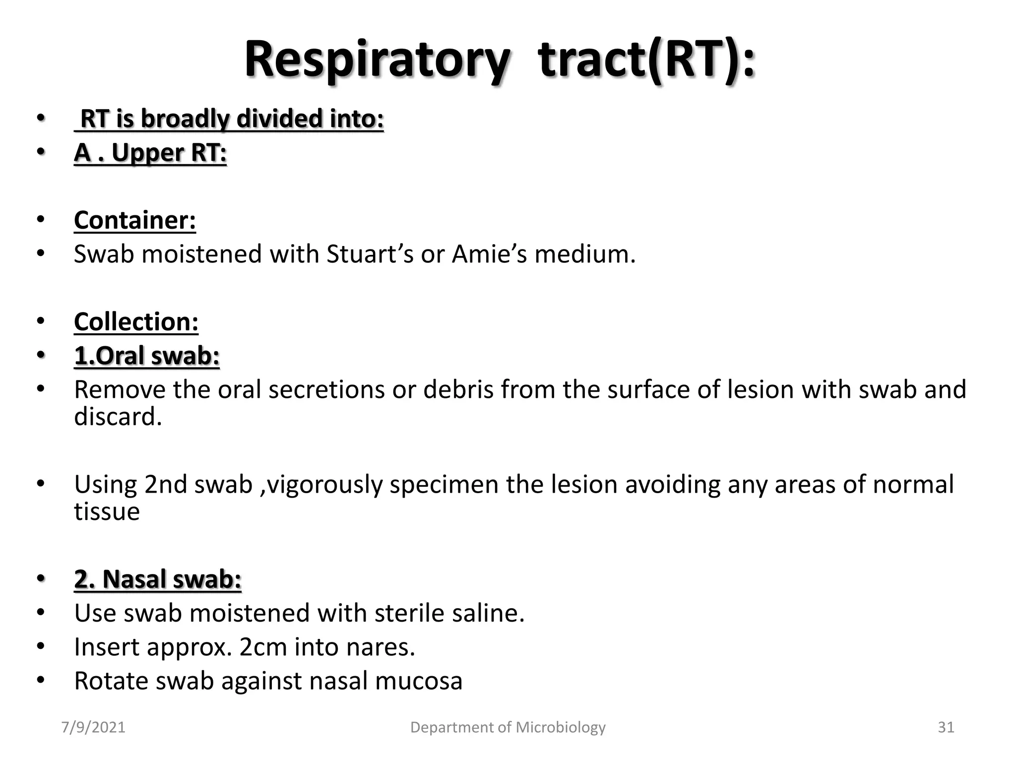 Principle of diagnostic methods collection storage and transport of ...