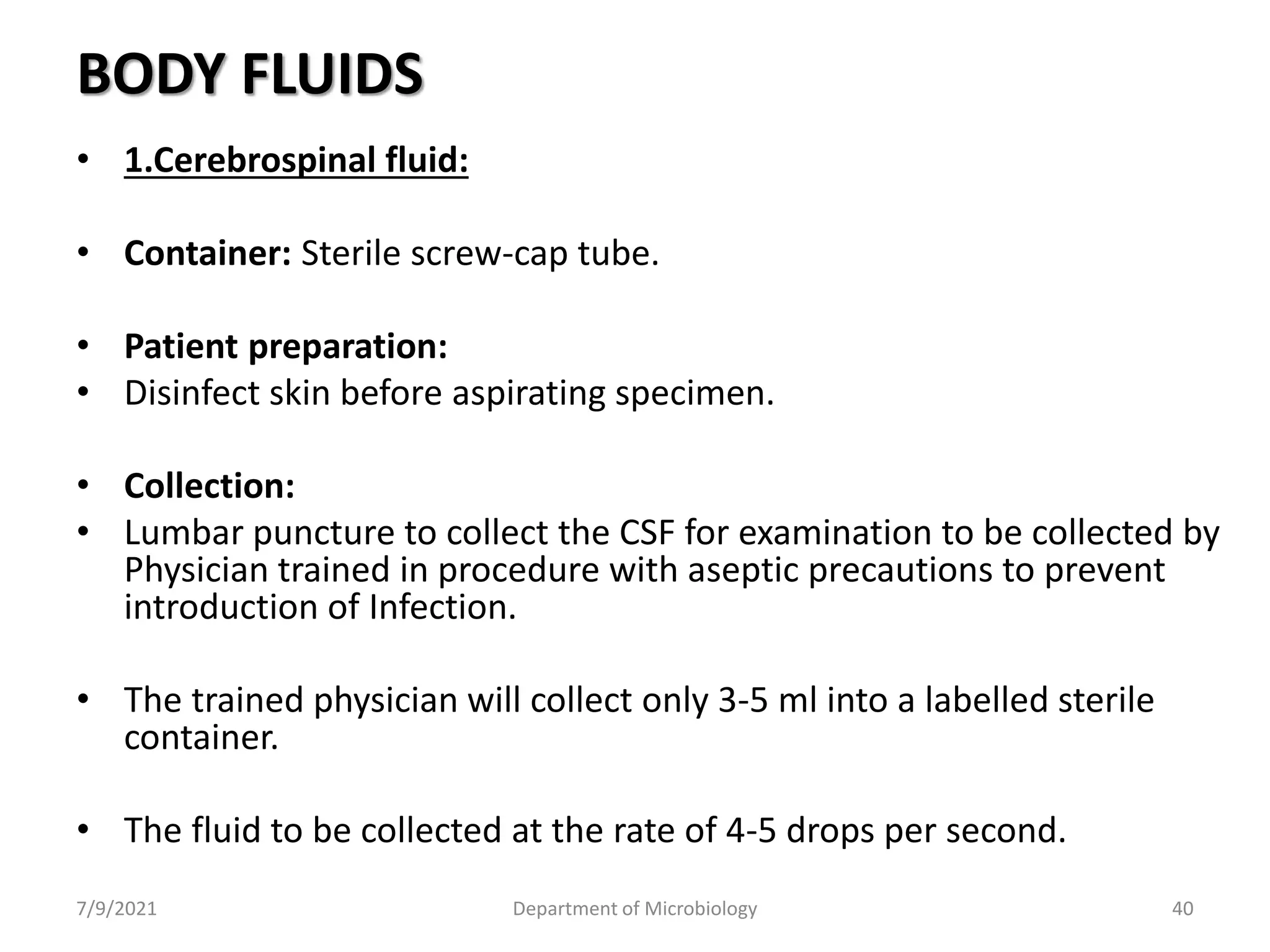 Principle of diagnostic methods collection storage and transport of ...