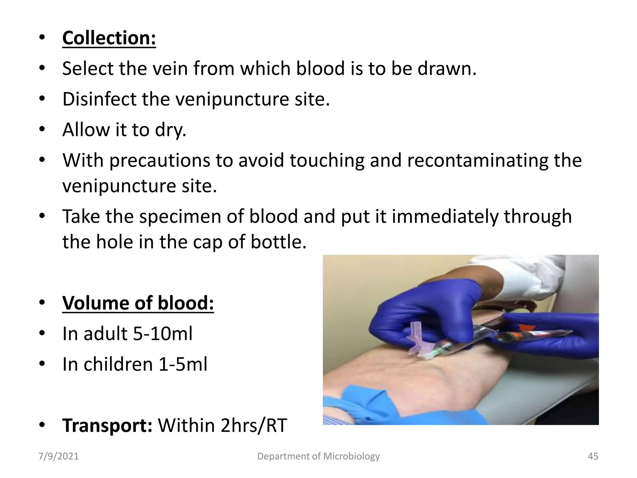Principle of diagnostic methods collection storage and transport of ...