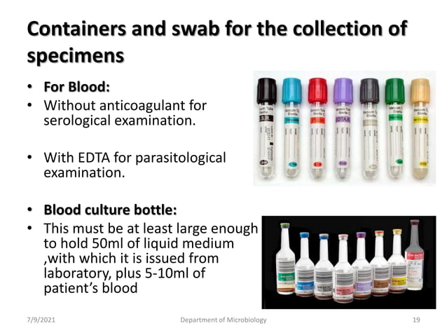 Principle of diagnostic methods collection storage and transport of specimens | PPTX ...
