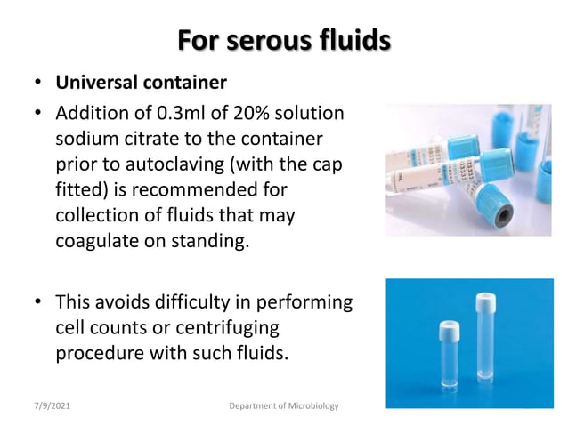 Principle of diagnostic methods collection storage and transport of ...