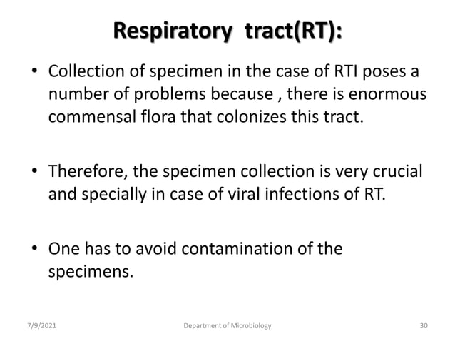 Principle Of Diagnostic Methods Collection Storage And Transport Of