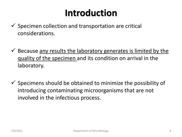 Principle of diagnostic methods collection storage and transport of ...