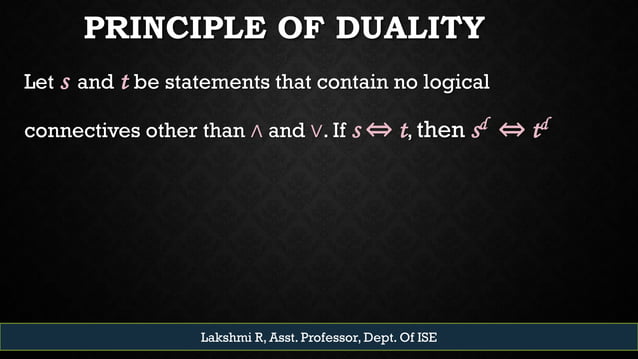 Discrete Mathematical Structures - Fundamentals of Logic - Principle of duality | PDF