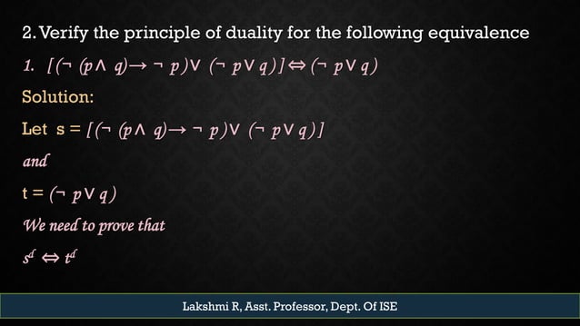 Discrete Mathematical Structures - Fundamentals of Logic - Principle of duality | PDF