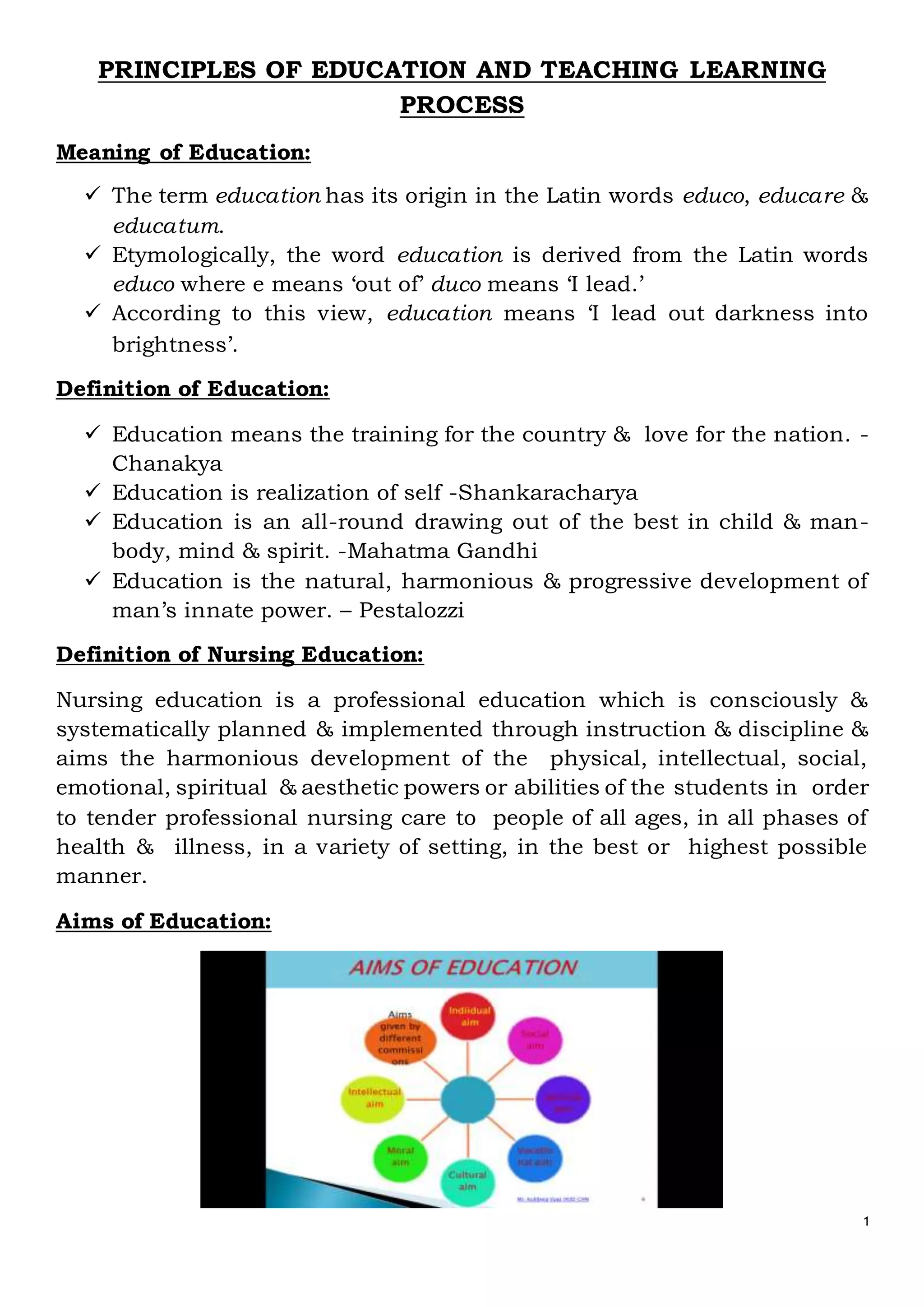 Principle of Education & Teaching | DOCX