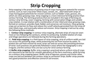 Principle of erosion control- Introduction to contouring,strip cropping ...