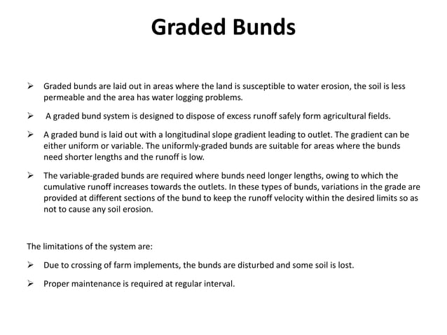 Principle of erosion control- Introduction to contouring,strip cropping,contour graded bund and ...