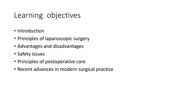 Principle of laparoscopic surgery | PPTX | Digestive Disorders ...